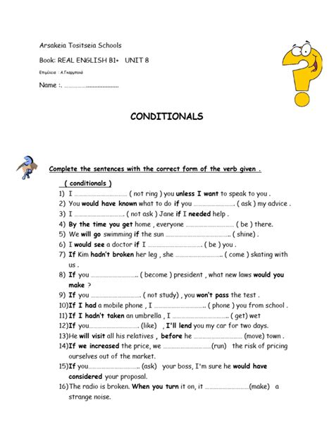 Real English B1 Unit 8 Conditionals Pdf
