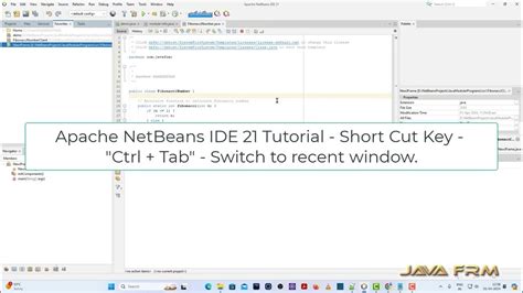 Apache Netbeans Ide 21 Tutorial Short Cut Key Ctrl Tab Switch