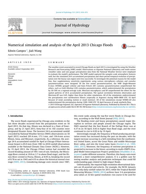 pdf numerical simulation and analysis of the april 2013 chicago floods