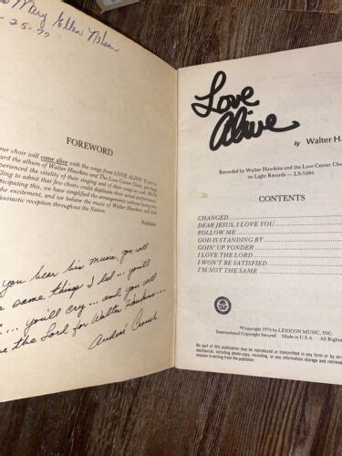 Love Alive By Walter Hawkins Sheet Music Lexicon Music Inc 4564436969