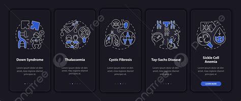 Conceptual Onboarding Screen For Mobile App Featuring Common Genetic Disorders Vector