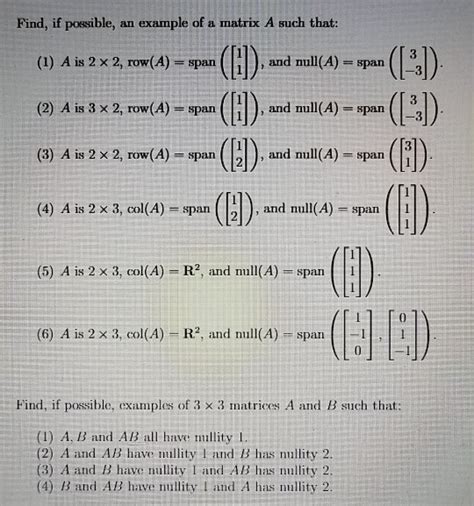 Solved Find If Possible An Example Of A Matrix A Such That