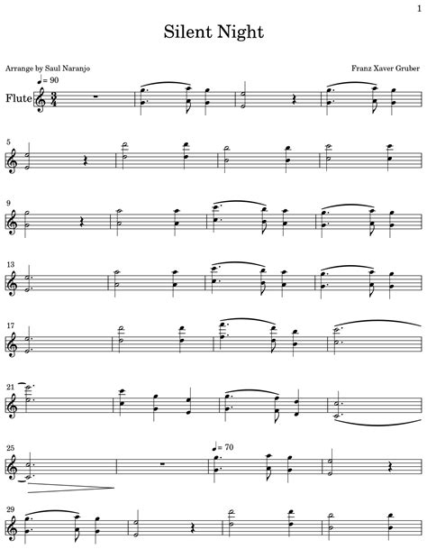 Silent Night Sheet Music For Flute