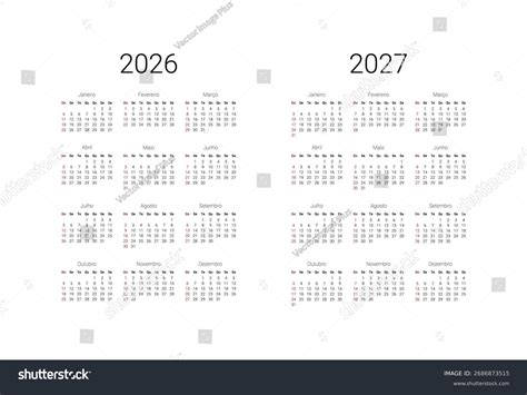 Calendario 2026 Portugues Brasil 76 Imagens Fotos E Ilustrações Stock