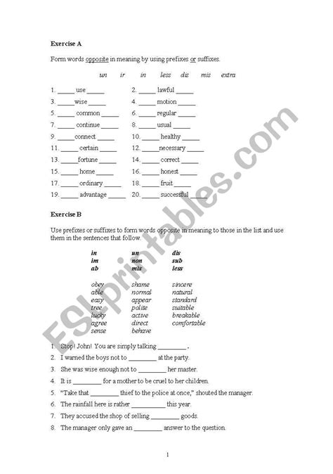 Useful Worksheets About Prefix And Suffix ESL Worksheet By