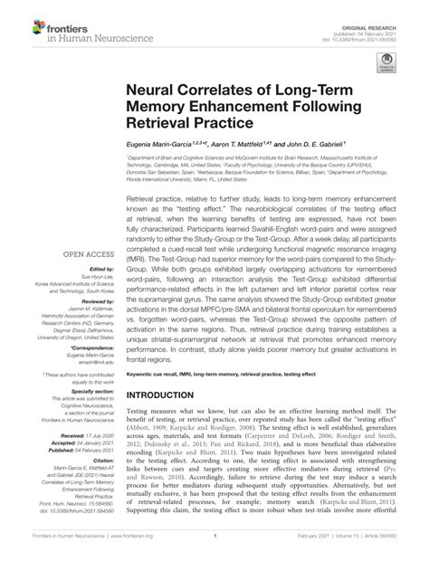 Pdf Neural Correlates Of Long Term Memory Enhancement Following