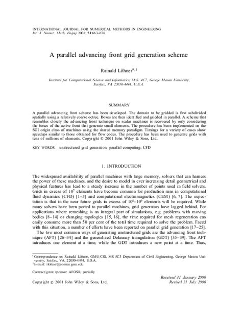 Pdf A Parallel Advancing Front Grid Generation Scheme