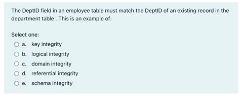Solved The Deptid Field In An Employee Table Must Match The