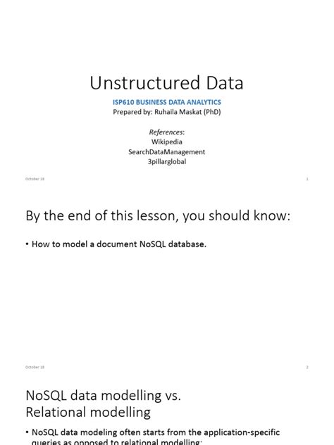Lesson 3 Unstructured Data Pdf No Sql Relational Database