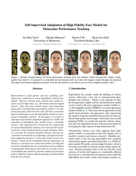 Pdf Self Supervised Adaptation Of High Fidelity Face Models For