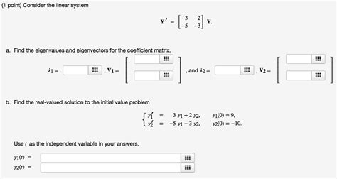 Solved Point Consider The Linear System Y Y Find The