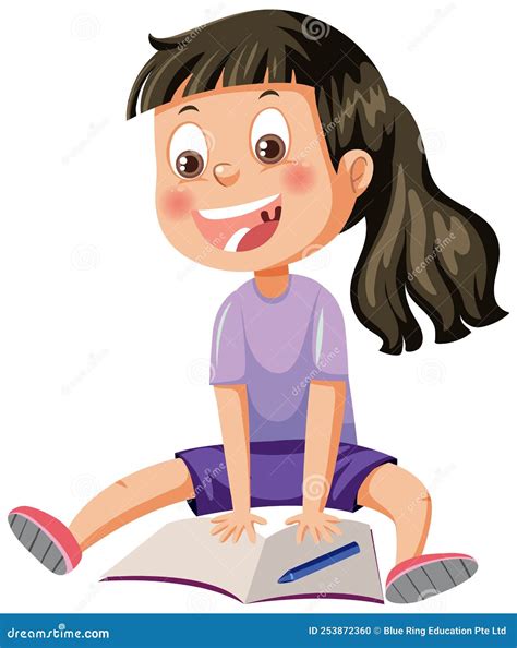 Happy Girl Doing Homework Stock Vector Illustration Of Human 253872360