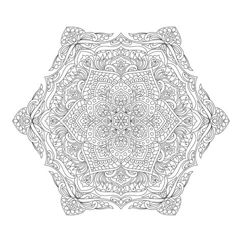 장식 멘디 디자인 스타일 색칠 페이지 그림 프리미엄 벡터