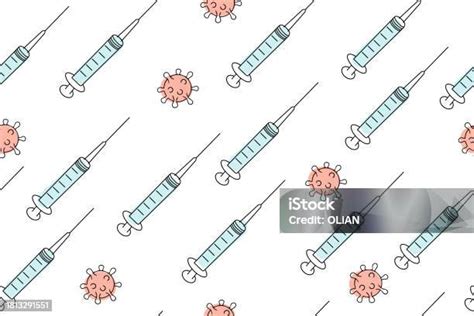 주사기의 이음새가 없는 패턴 원활한 예방 접종 배경 흰색에 주사기 패턴 건강관리와 의술에 대한 스톡 벡터 아트 및 기타 이미지