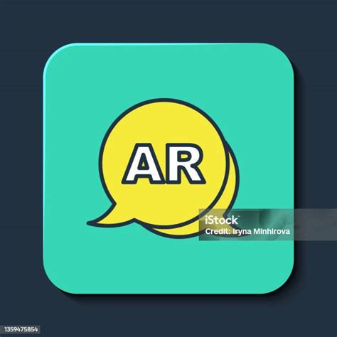 파란색 배경에 격리된 윤곽선 증강 현실 Ar 아이콘 가상 미래 웨어러블 장치 청록색 스퀘어 버튼 벡터 3차원 형태에 대한 스톡