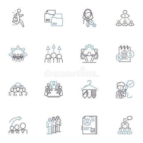 Office Mates Line Icons Collection Collaboration Colleagues Teamwork