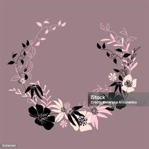 나뭇잎과 꽃 동그라미 꽃 프레임입니다 벡터 프레임 디자인을 위한 템플릿 0명에 대한 스톡 벡터 아트 및 기타 이미지 0명 귀여운 꽃 나무 Istock