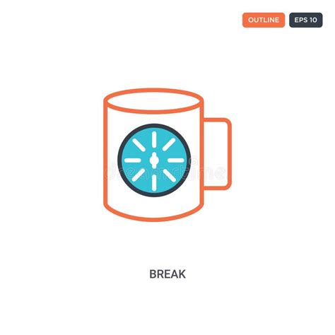 2 Color Break Concept Line Vector Icon Isolated Two Colored Break