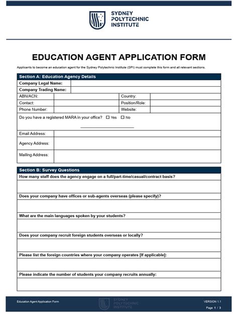 Education Agent Application Form Pdf Information Justice