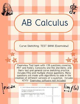 AP Calculus Curve Sketching BANK EXAMVIEW With Algorithms TPT