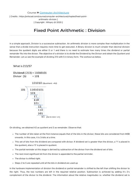 10 Fixed Point Arithmetic Division Pdf Division Mathematics