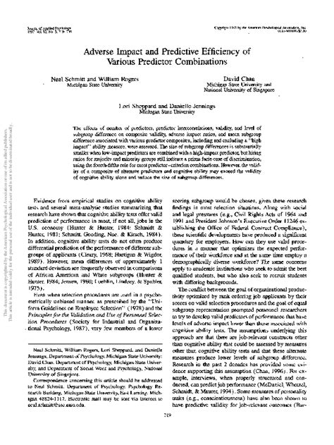 Pdf Predictor Combinations Impact On Validity And Discrimination