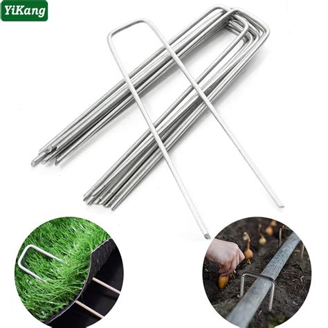 100 15 개 금속 U 핀 정원 말뚝 스테이플 원예 못 스테이플 농업 잔디 고정 손톱 풍경 패브릭 그물 손톱네일 Aliexpress
