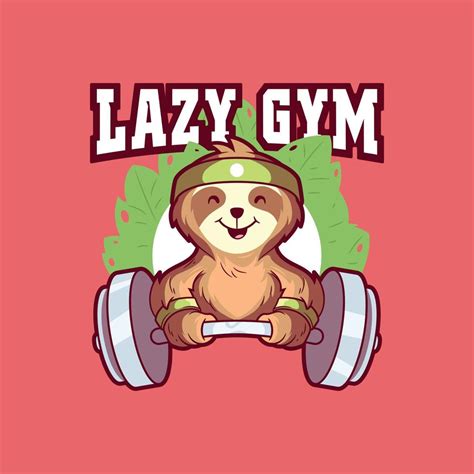 A Sporty Sloth Character Lifting Weights Vector Illustration Exercise Brand Sport Design