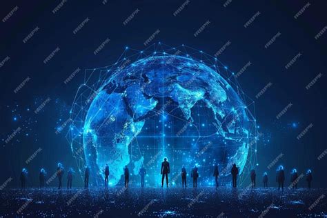 Wireframe Connection Of Earth Globe In Visualmanual Communication Modality Premium Ai