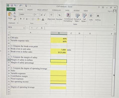 Solved B CVP Analysis Excel FILE 3 HOME 5 х INSERT Chegg com