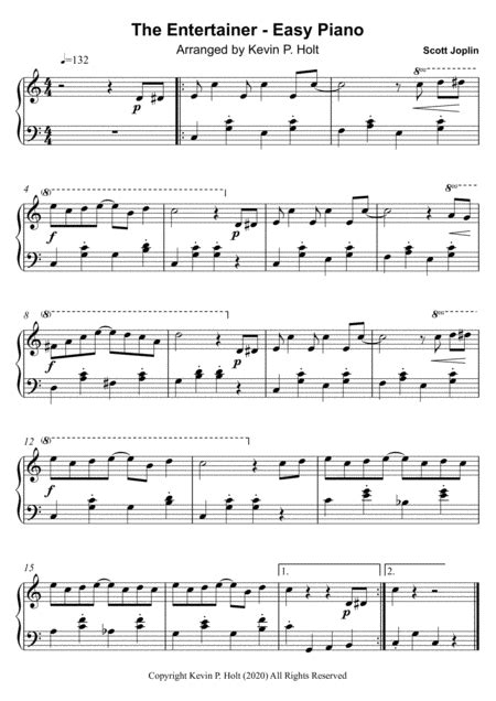 The Entertainer Easy Piano Arr Kevin P Holt By Scott Joplin Sheet