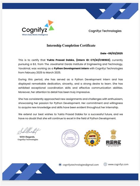 Python Internship Softwaredevelopment Learningjourney Cognifyz Yukta Dabke