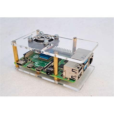 Universal Acrylic Open GPIO Case With Fan Grill And Flared Heatsink For Raspberry Pi