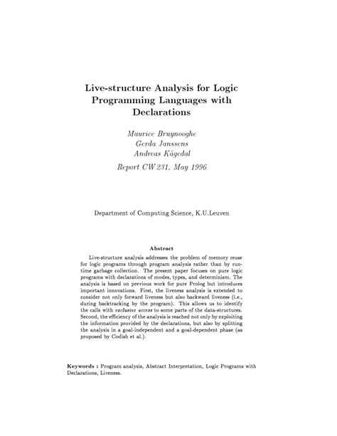pdf live structure analysis for logic programming languages with