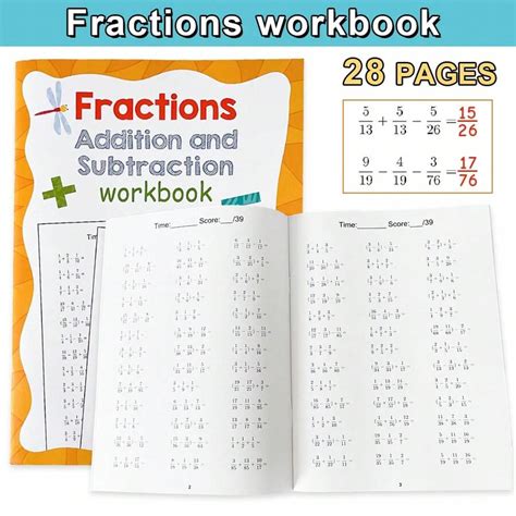 28 Pages Addition And Subtraction Fractions Arithmetic Workbook 28 Pages Addition And Subtraction Fractions Arithmetic Workbook