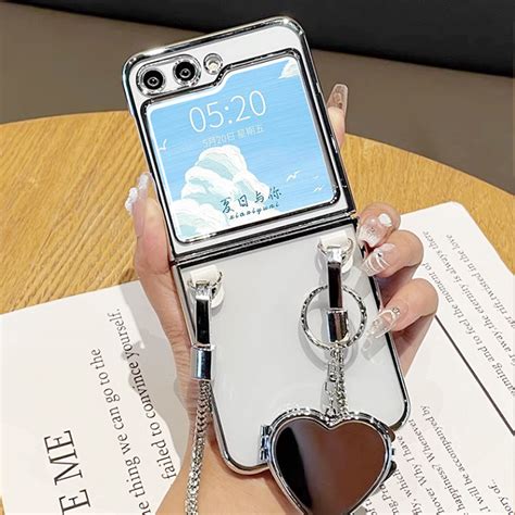 미러 하트 키링 체인 스트랩 실버 실리콘 범퍼 갤럭시 Z플립5 지플립5 제트플립5 Zflip5 F731 심플한 디자인 케이스 에이블리