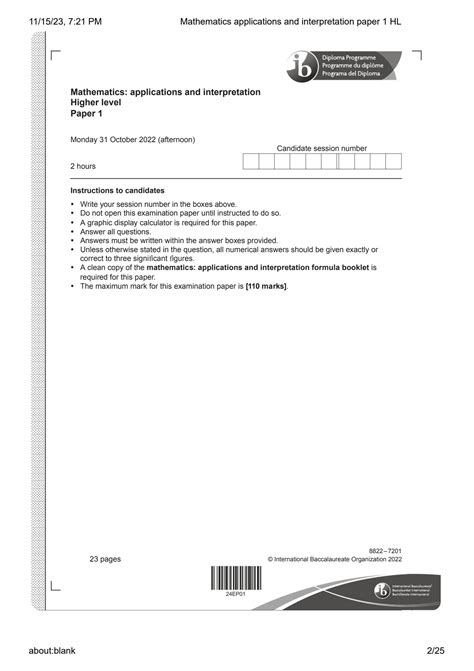 Solution Mathematics Applications And Interpretation Paper 1 Hl