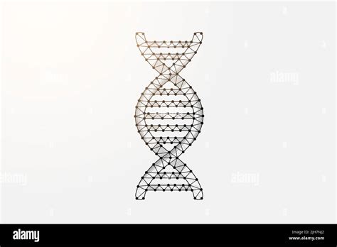 Dna Spiral 3d Low Poly Symbol With Connected Dots Biotech Science Genome Design Vector