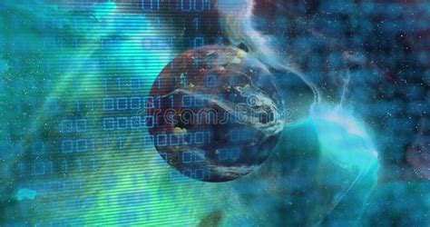 Image Of Binary Coding And Globe On Black Background Stock Image
