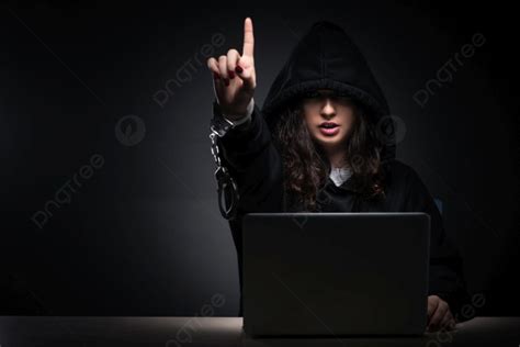 The Female Hacker Hacking Security Firewall Late In Office Female
