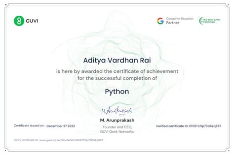 Aditya Vardhan Rai On Linkedin Ive Earned A Python Certificate From