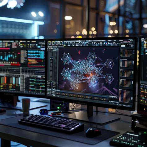 A Computer Monitor Displays A Complex Network Of Data Premium Ai Generated Image