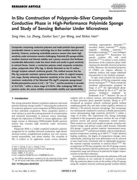 In Situ Construction Of Polypyrrole Silver Composite Conductive Phase In High‐performance