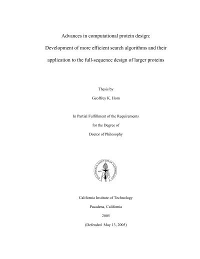 Advances In Computational Protein Design
