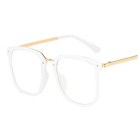 Oversized Square White Glasses Frame Vintage Clear Grandado