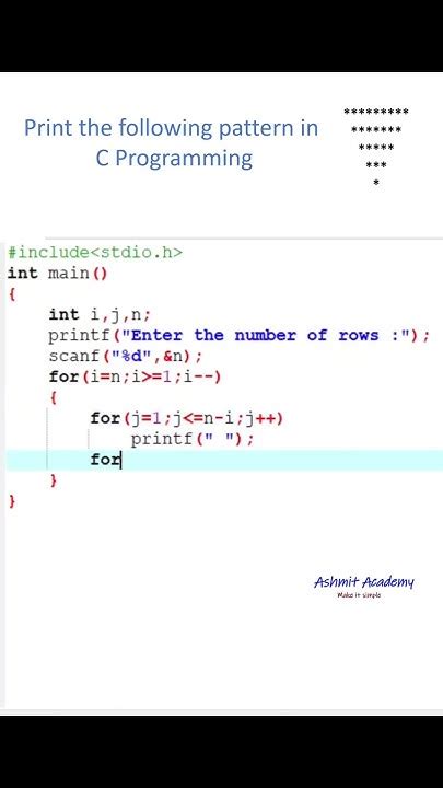 Print The Given Pattern In C Programming Youtube
