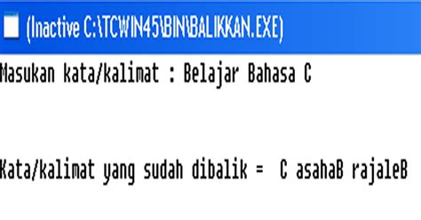 belajar bahasa c program membalik kata kalimat
