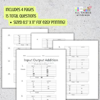 Input Output Table Worksheets 2nd 3rd Grade Addition Rules Number Patterns