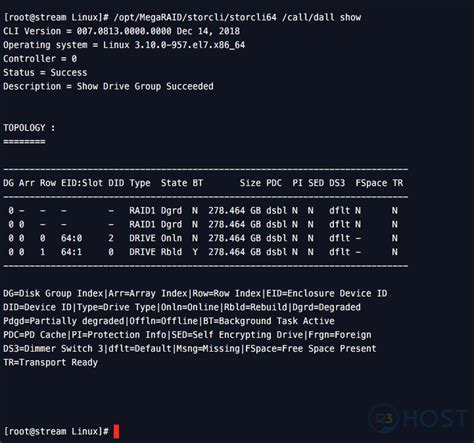 Hướng dẫn kiểm tra thông tin Hardware RAID LSI trên server của host chạy CentOS Tài liệu