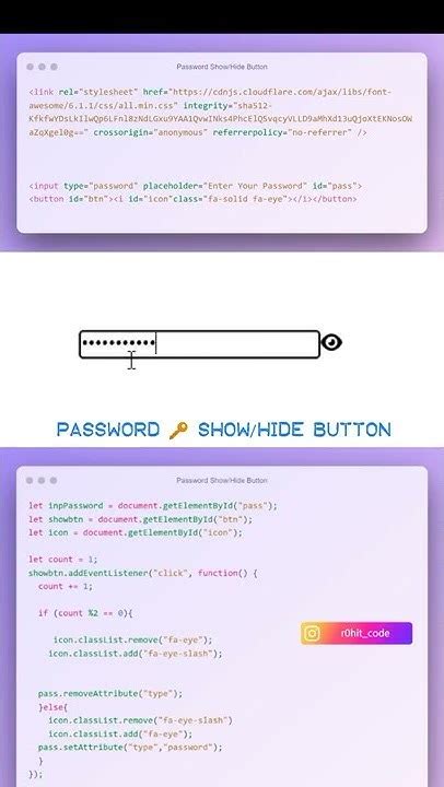 password show hide button html css javascript youtube